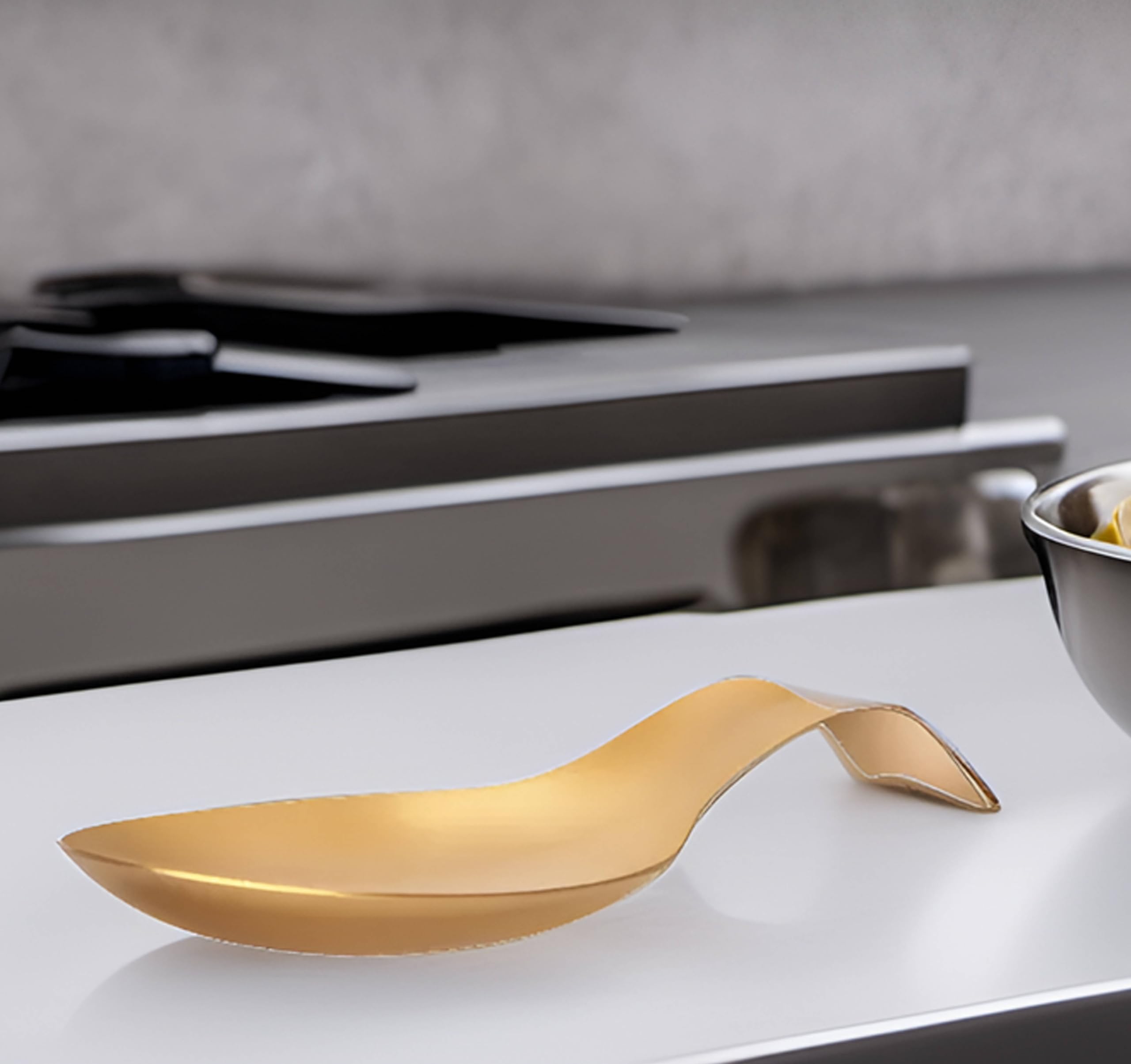 RONDURE Elegant Spoon Rest Holder for Stove Top - Cooking and Kitchen Utensil Holder - Retro Gold Culinary rest