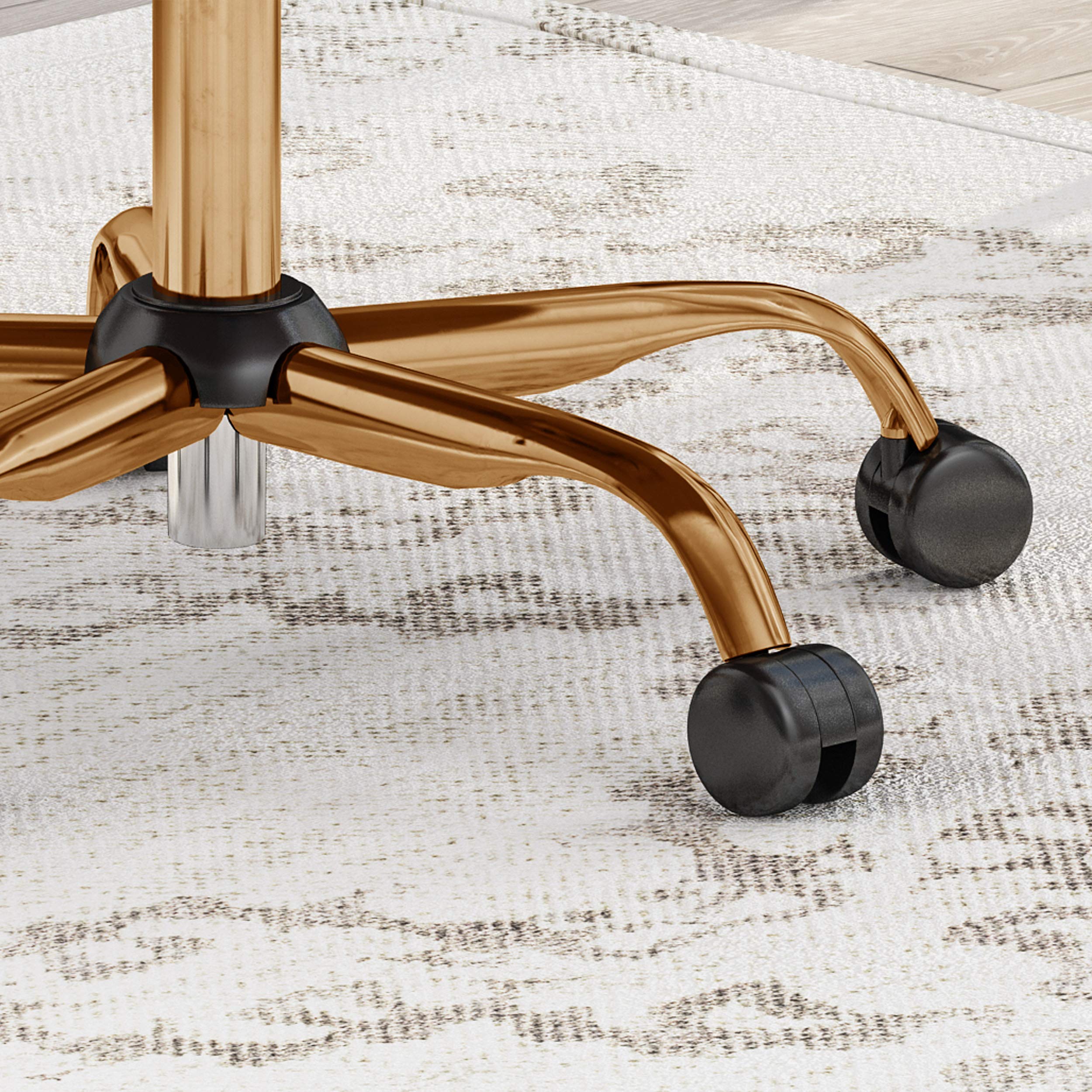 GDFStudio Glam Tufted Home Office Chair with Swivel Base, Black and Rose Gold Finish