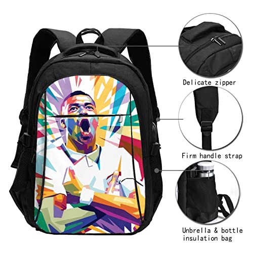 Luja Dling #7 Mbappe 2023 Adult Backpacks Bag Laptop Bag Bookbag Usb Backpack 17 Inch For Daily