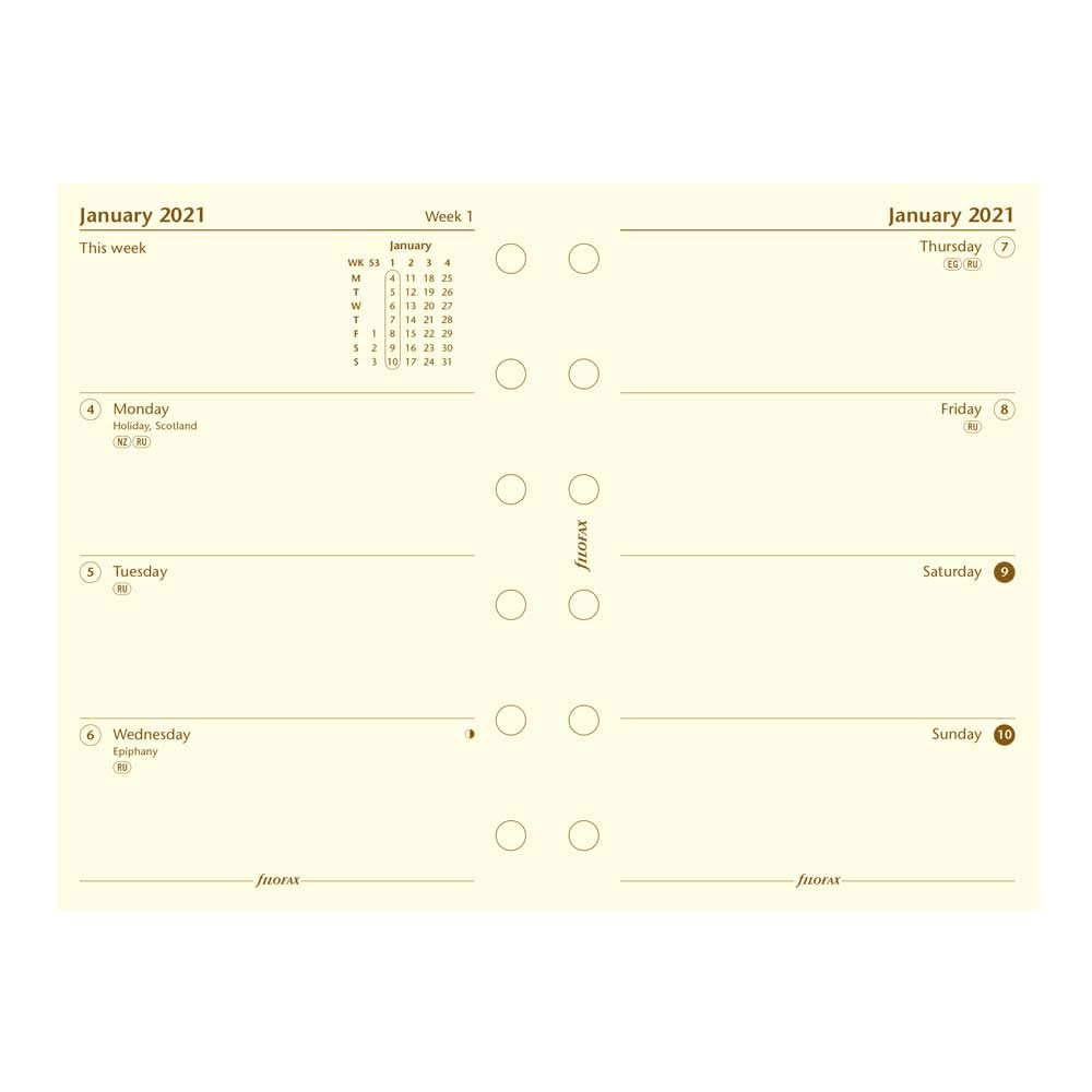 Filofax 2021, Pocket, Week to View, Paper Cream, English (C68224-21), C68224-2021