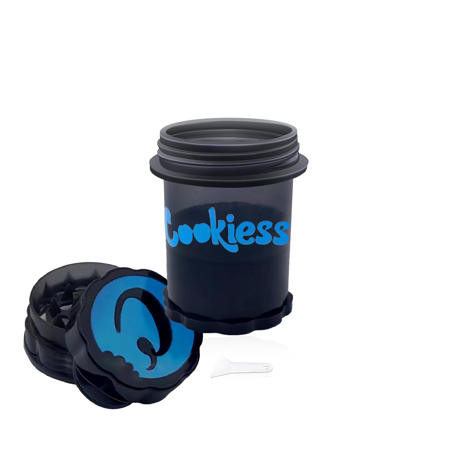 Grinder Herb Spice Grinder Hand-cranked Plastic Grinder with Handle 62mm Grinder Storage Tank 2 in 1(Black Blue)