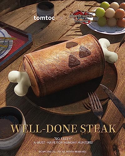 tomtoc Steak Daily Sling Bag, Monster Hunter Mini Crossbody Bag, Eco-friendly DuPont Material, Great for Holding Mobile Phones, Cosmetics, Keys, AirPods, Credit Cards, A Must-have for Hungry Hunters!