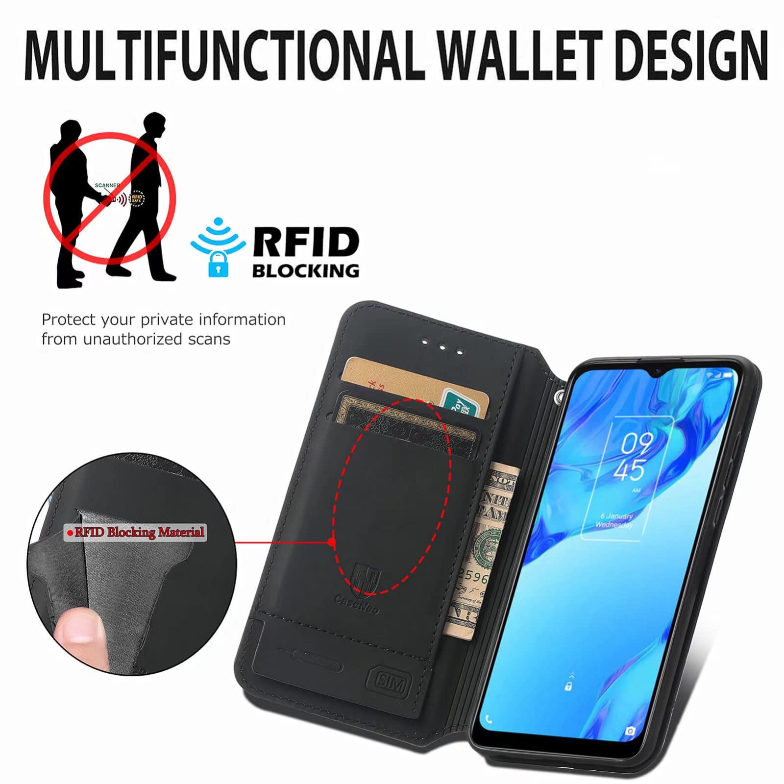 FTRONGRT Case for Tecno Camon 18 P, with Mobile Phone Holder, Fall-Proof, Suitable for Tecno Camon 18 P Folding Mobile Phone Leather Protective Shell.Emerald