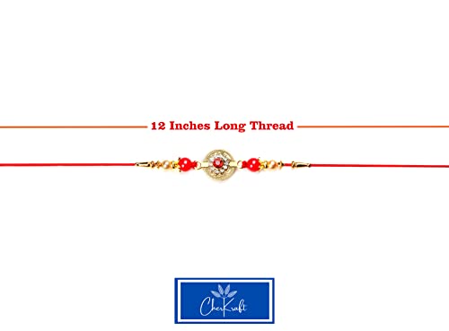 Lumba Rakhi for Brother & Bhabhi Set / Bhaiya Bhabhi Rakhi Thread Jodi Kundan Rakhi Combo (Design 1, Standard)