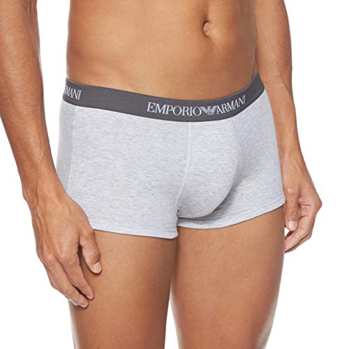 Emporio Armani Mens Pure Cotton Mens 3 Pack Trunk Underwear, -grey/white/black, Medium