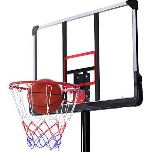 HomSof Portable Basketball Hoop Basketball System 6.6-10ft Height Adjustment for Youth Adults LED Basketball Hoop Lights,Colorful Lights,Waterproof,Super Bright,6.6Ft-10Ft