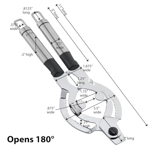 Leifheit Extra Wide Stainless Steel Lid and Jar Opener | Black and Silver, 11 x 5.75 x 0.25 inches