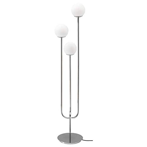Ikea Simrishamn Floor lamp with LED Bulb Chrome Plated Opal Glass 804.377.76