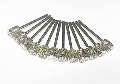Luo ke 12 Pcs Diamond Burr, 1/8 Inch Shank Diamond Grinding Bits For Dremel Rotary Tool (Cylinder Head)