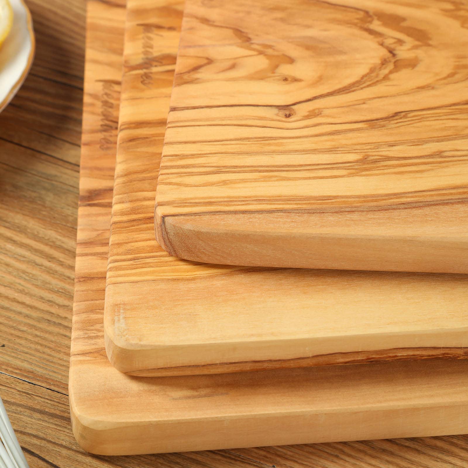 Ideaolives Natural Olive Wood Cutting Board, Rustic Serving Platter for Meat & Snack, Wooden Charcuterie Board Cheese Serving Tray, Handmade Decorative Cutting Board, Housewarming Gift (ZRB-M)