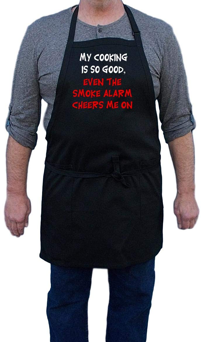 My Cooking Is So Good Funny Kitchen Aprons, Black, 2 Pockets, Adjustable Neck Strap