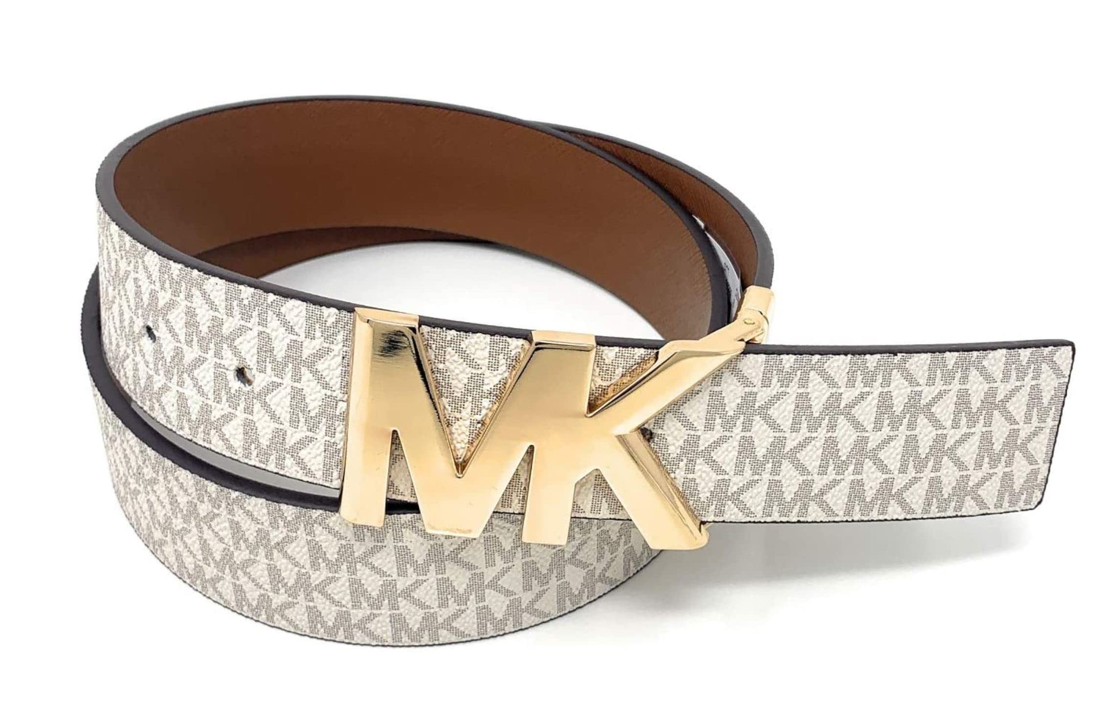 Michael Kors Signature Reversible Buckle 558732 Belt (Vanilla, Small)