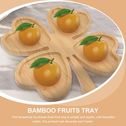PRETYZOOM Wooden Serving Tray Clover Shaped Charcuterie Boards Shamrock Cheese Cake Bread Snack Serving Plate Appetizer Platter for Meat Vegetables Fruit St. Patricks Day Party