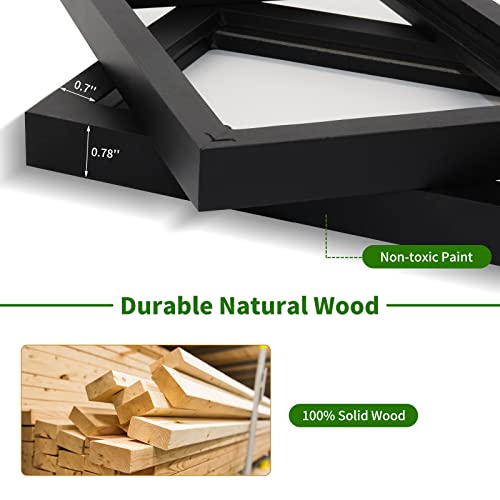 YUEYEE 5x7 Picture Frame 2 Packs - Black Solid Wood Picture Frames,Display Photo 3x5 inch with Mat, 5x7 inch without Mat,Photo Frames for Wall or Tabletop