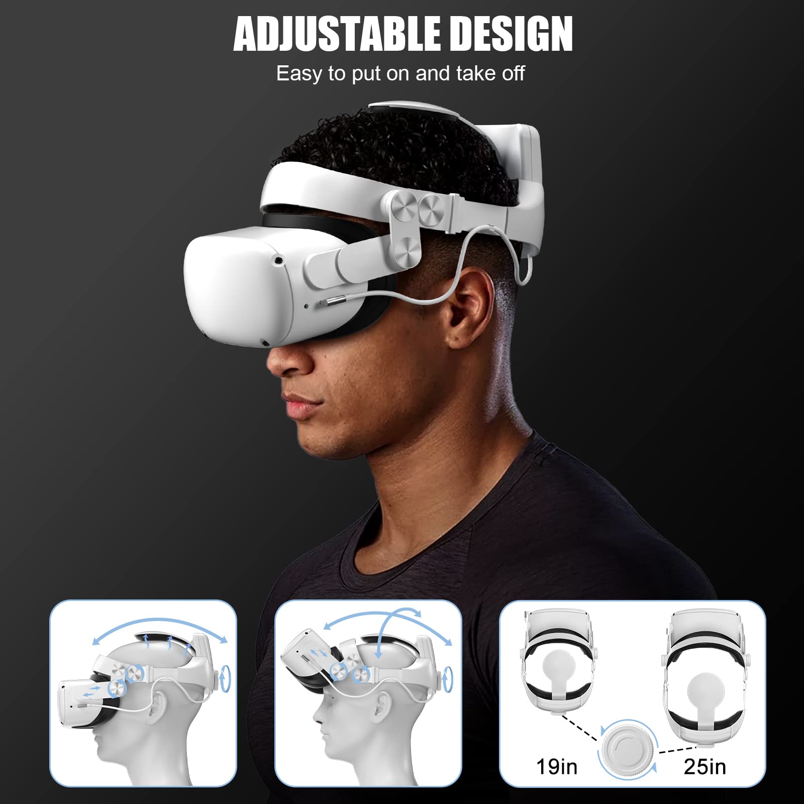 Head Strap with Battery Pack for Oculus Quest 2/Meta Quest 2,8000mAh Power Bank & Magnetic Connection Extend Playtime,Replacement Elite Strap Enhanced Comfort Support in VR Quest 2 Accessories