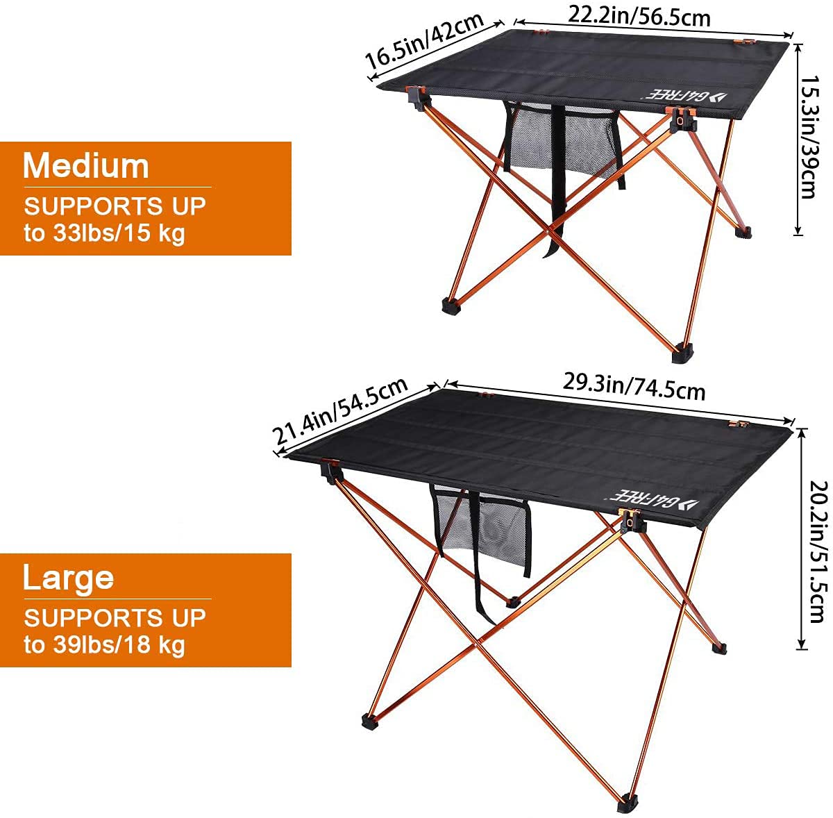 G4Free Ultralight Portable Folding Camping Table Compact Roll Up Tables with Carrying Bag for Outdoor Camping Hiking Picnic (Silver Large)