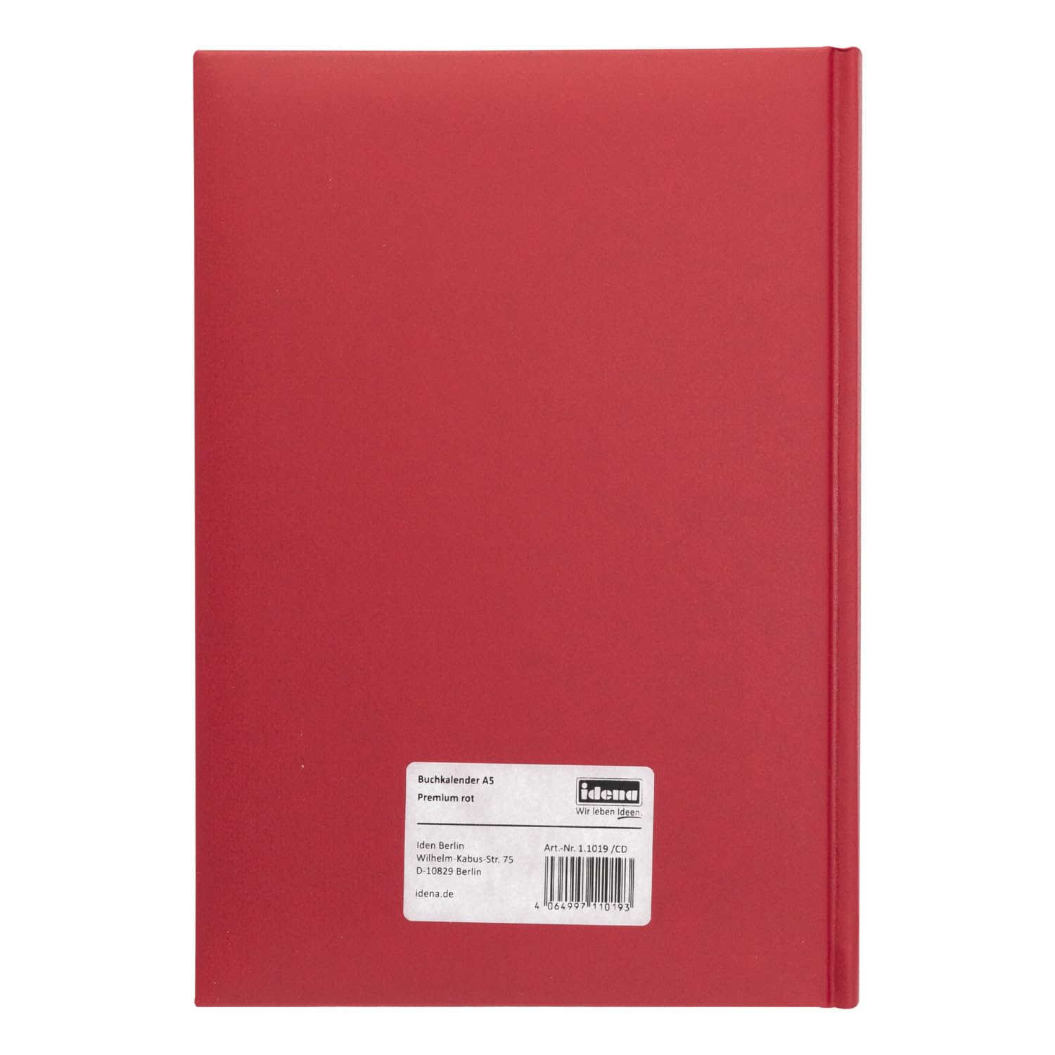 Idena 11019 - Book Calendar 2024, DIN A5, Red, 400 Pages, Hardcover Daily Planner with Ribbon