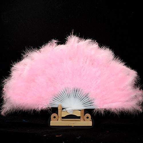 Folding Fan 9 Colors Fluffy Soft Feather Costume Hand Held Folding Fan Women Lady Party Theater Ball Dance Fans (A) (B)