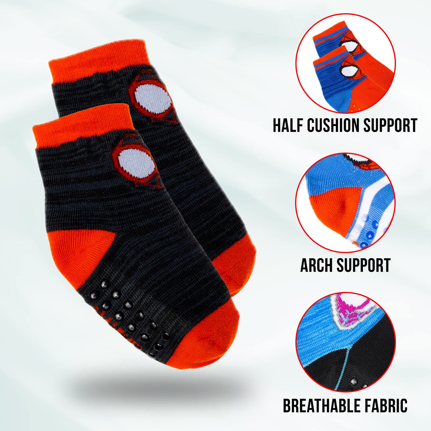 Spiderman Grip Socks, Socks for Toddler Boys, 10 Pack, Spider man Toddler Gripper Socks, Amazing Spiderman Variety Pack 2-3T
