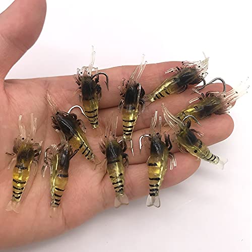 FuMeiAo Luminous Shrimp Silicone Artificial Bait Simulation Soft Prawn with Hooks Carp Wobbler for Fishing Tackle/Lure/Accessories Sea (Color : White)