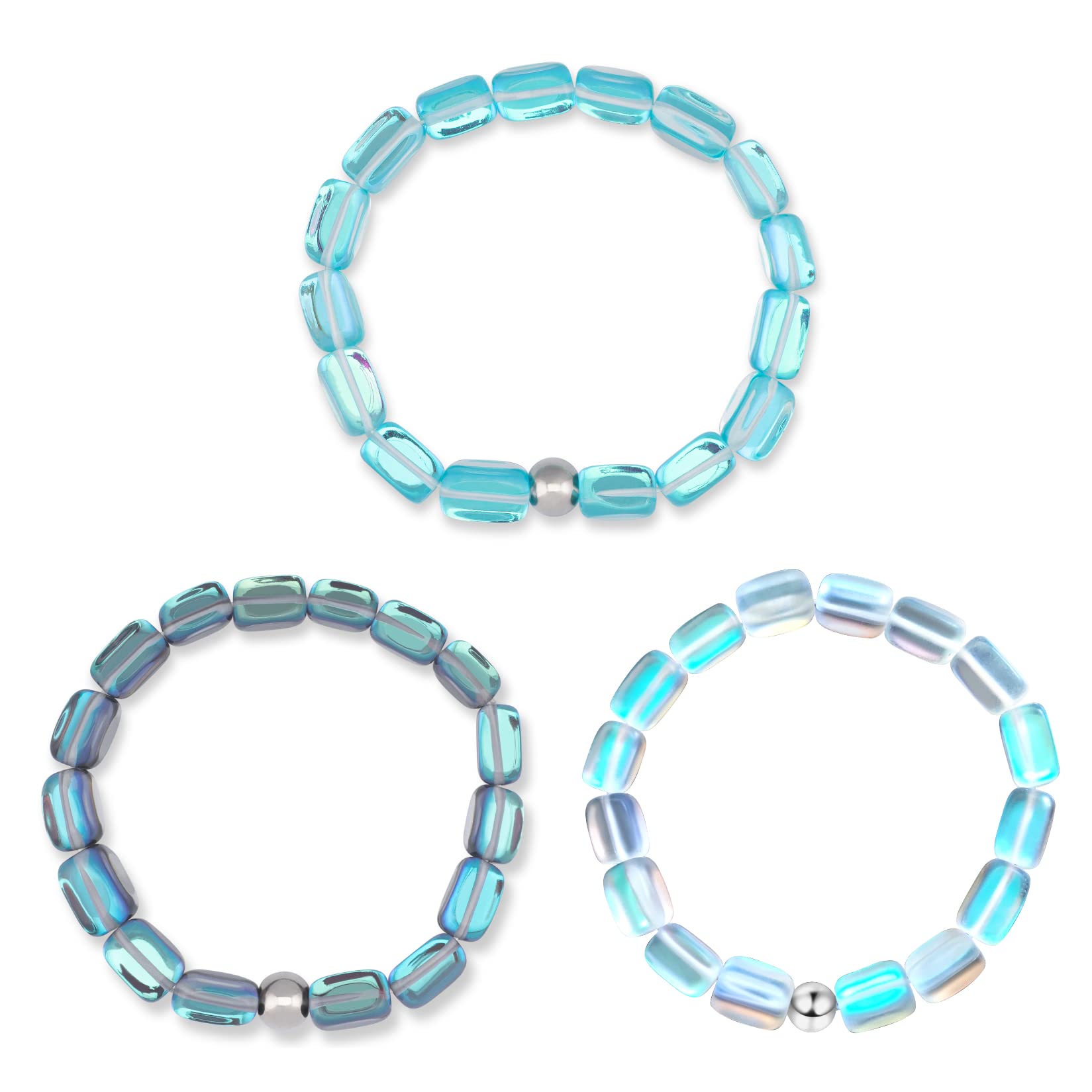 HOPE INSPIRED Mermaid Glass Bracelet with Pebble Shaped Illuminating Beads (Multipack)