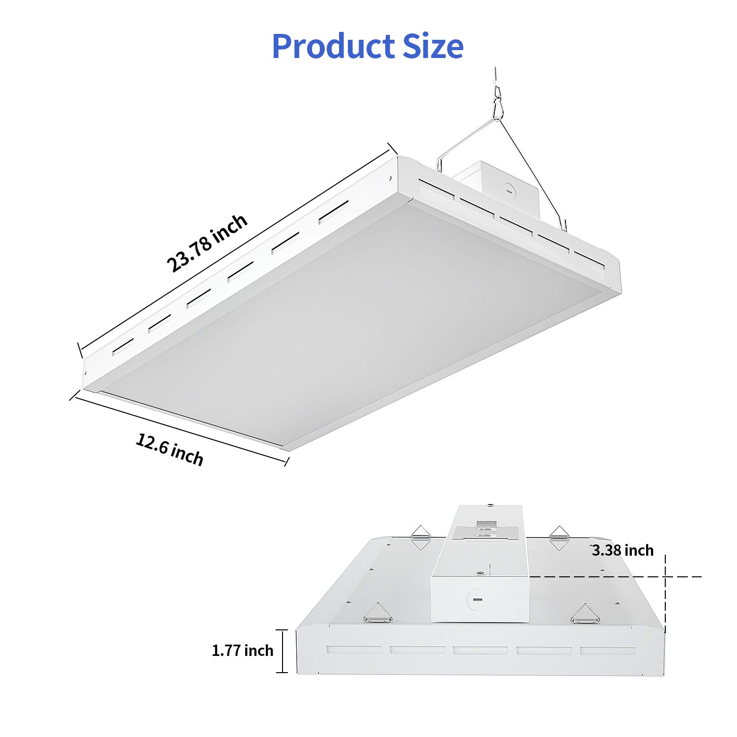 FAITHSAIL 2FT Linear LED High Bay Shop Light, 110W, 13200LM, 5000K, Industrial LED Warehouse Lighting, 2 Foot Indoor Aisle Area Workshop Garage Highbay LED Lights, 4 Lamp Fluorescent Equivalent