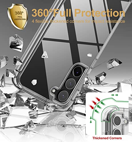 SURITCH for Samsung Galaxy S23+ Plus Clear Case 6.6" (Only), [Built-in Screen Protector] Full Body Protective Hard Shell+Soft TPU Phone Case for Samsung S23 Plus -(Full Clear)