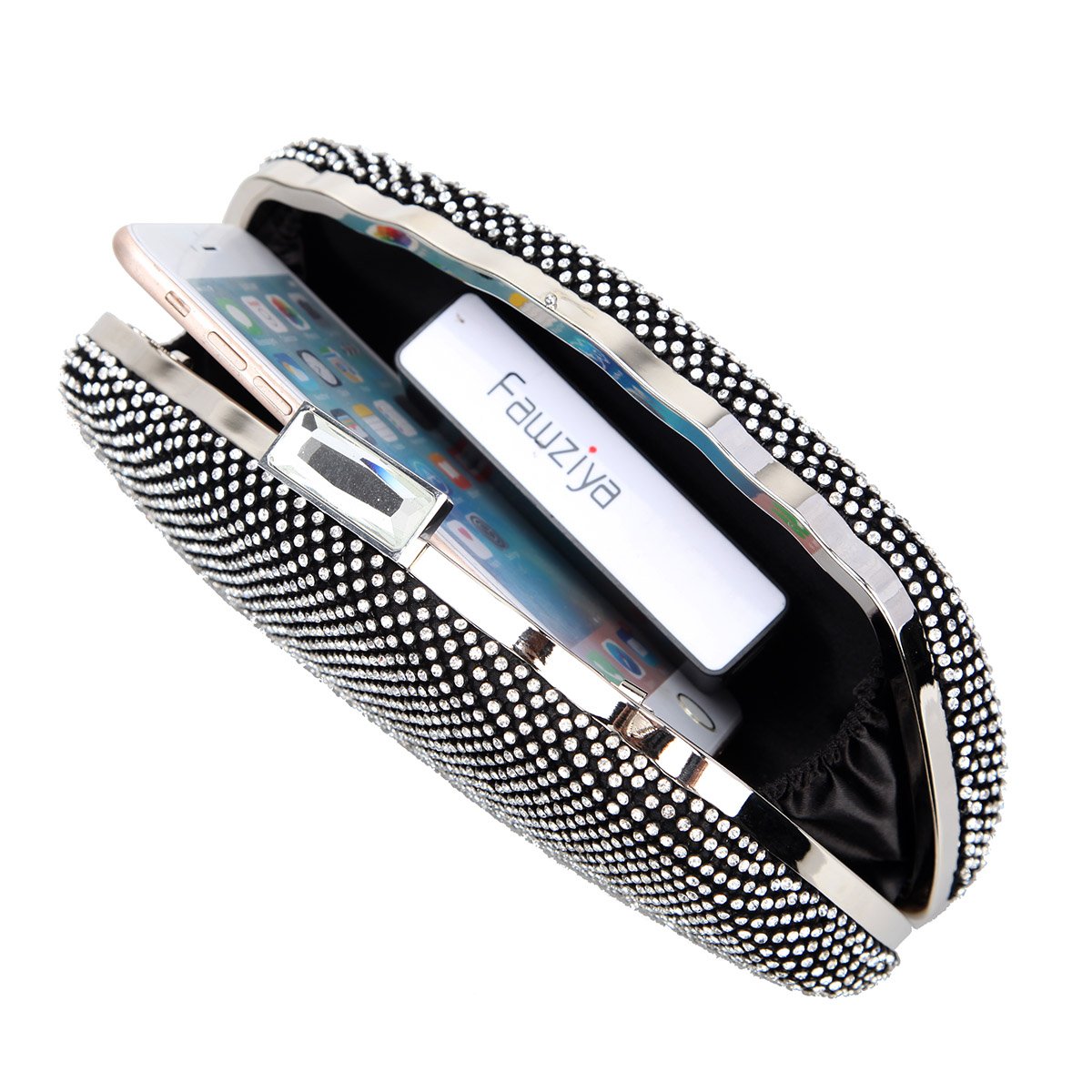 Fawziya Evening Clutch Bling Rhinestone Novelty Oversized Purses For Women Formal-Black