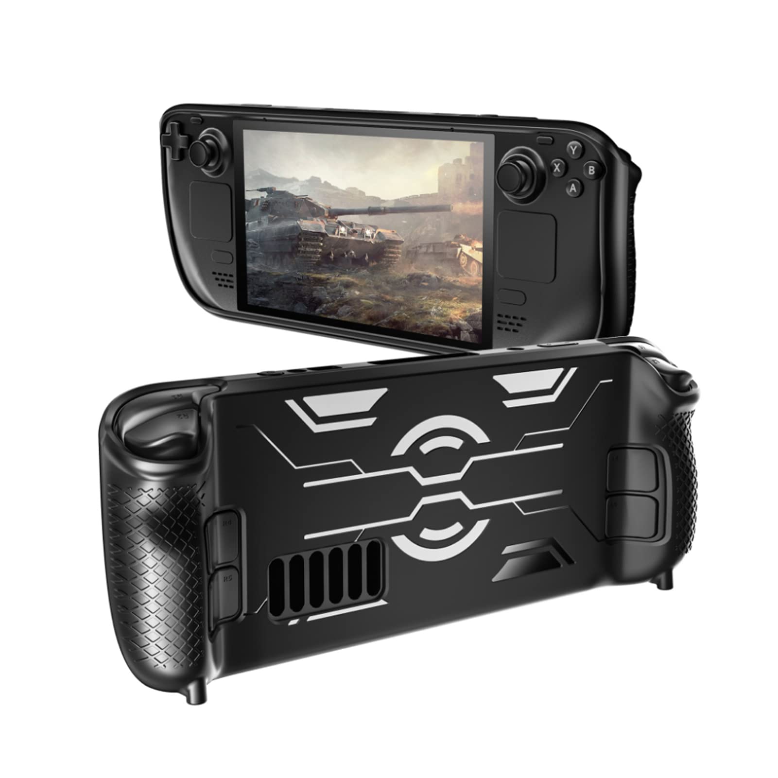 JINYI Protective Case for Steam Deck, TPU Cover Protector with Stand Base, Accessories Case with Shock-Absorption, Non-Slip & Anti-Scratch Design
