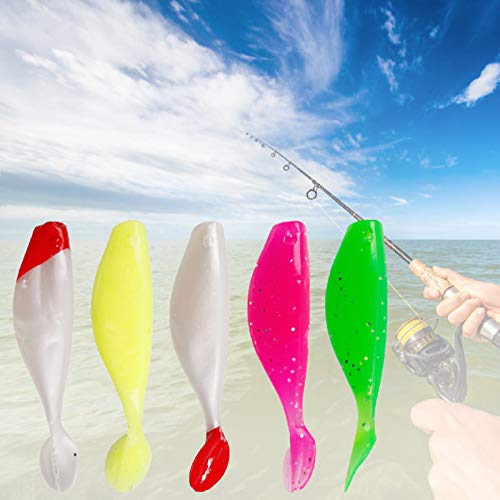 Fake Fishing Baits, 10Pcs 9.5cm Fish-Shaped Fake Lure Bionic Soft Bait Trolling Fishing Tackle Tools - Red White