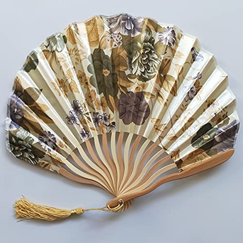 Folding Fan Pattern Chinese Style Hand Held Fans Silk Bamboo Folding Fans Handheld Wedding Hand Fan Cool Bamboo Flower (J) (C)