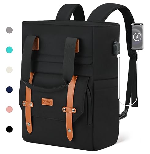 SOVICO Large 17 Inch Laptop Backpack for Women, Teacher Backpack with USB Port, Convertible Travel Backpack, Nurse/College/Work Backpack for Travel and Work-Black