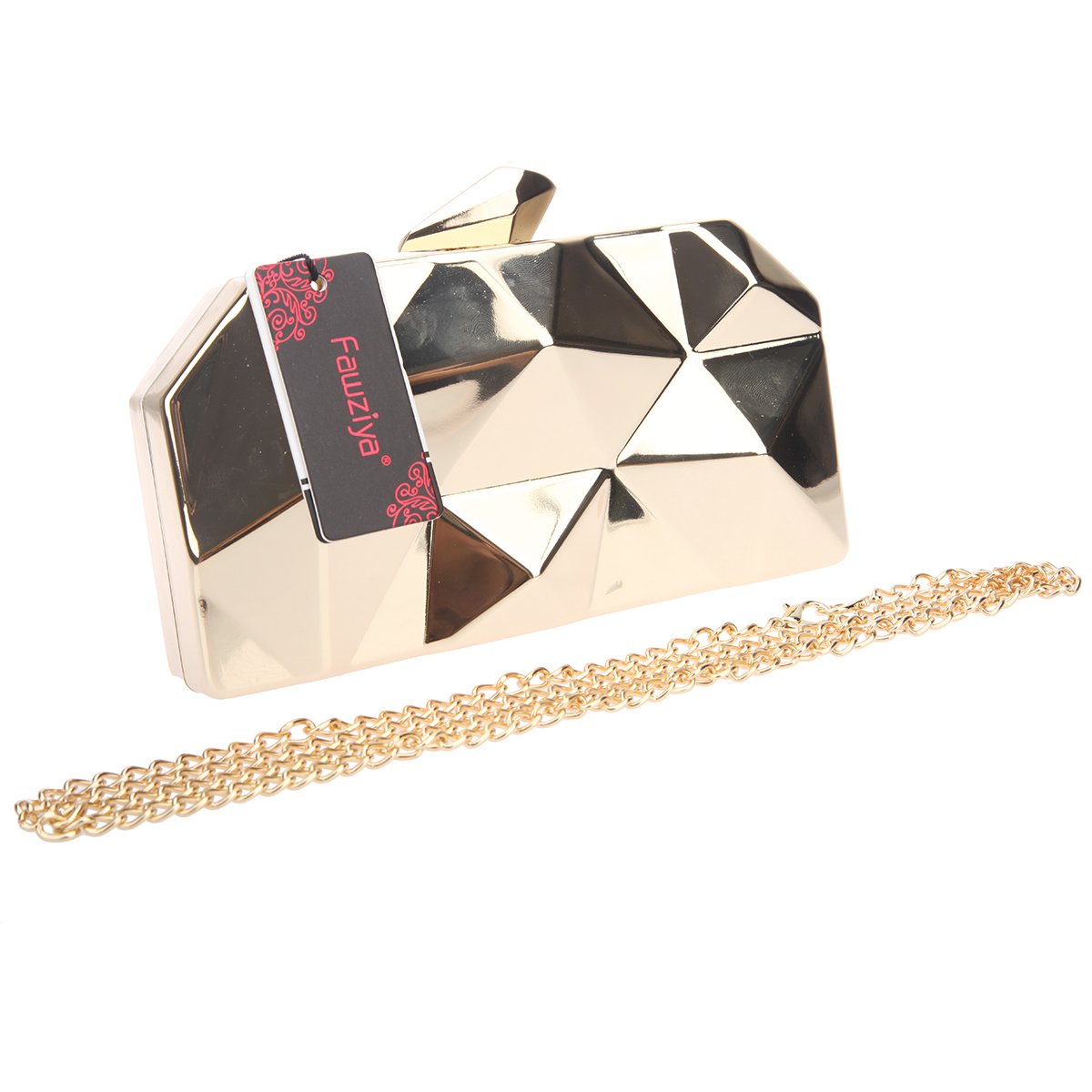 Fawziya Evening Clutch Geometric Metal Oversized Novelty Purses For Women Formal-Silver