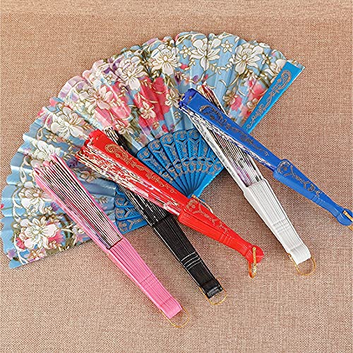 Folding Fan Vintage Pattern Chinese Style Hand Held Fans Silk Plastic Folding Fans Summer Wedding Party Fan Elegant Pattern Pocket Gift (8) (7)