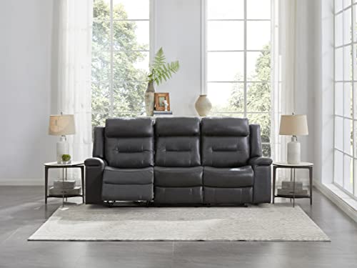 Signature Design by Ashley McAdoo Contemporary Faux Leather Tufted Reclining Power Sofa, Black