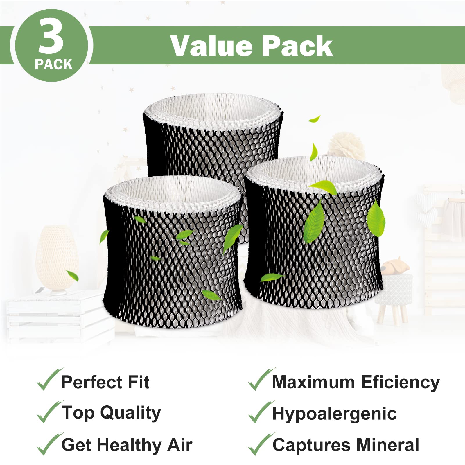 Future Way HWF64 Humidifier Filter B Compatible with Sunbeam SCM1746, Holmes HM1746 and Certain Bionaire Cool Mist Humidifiers, 4-Pack