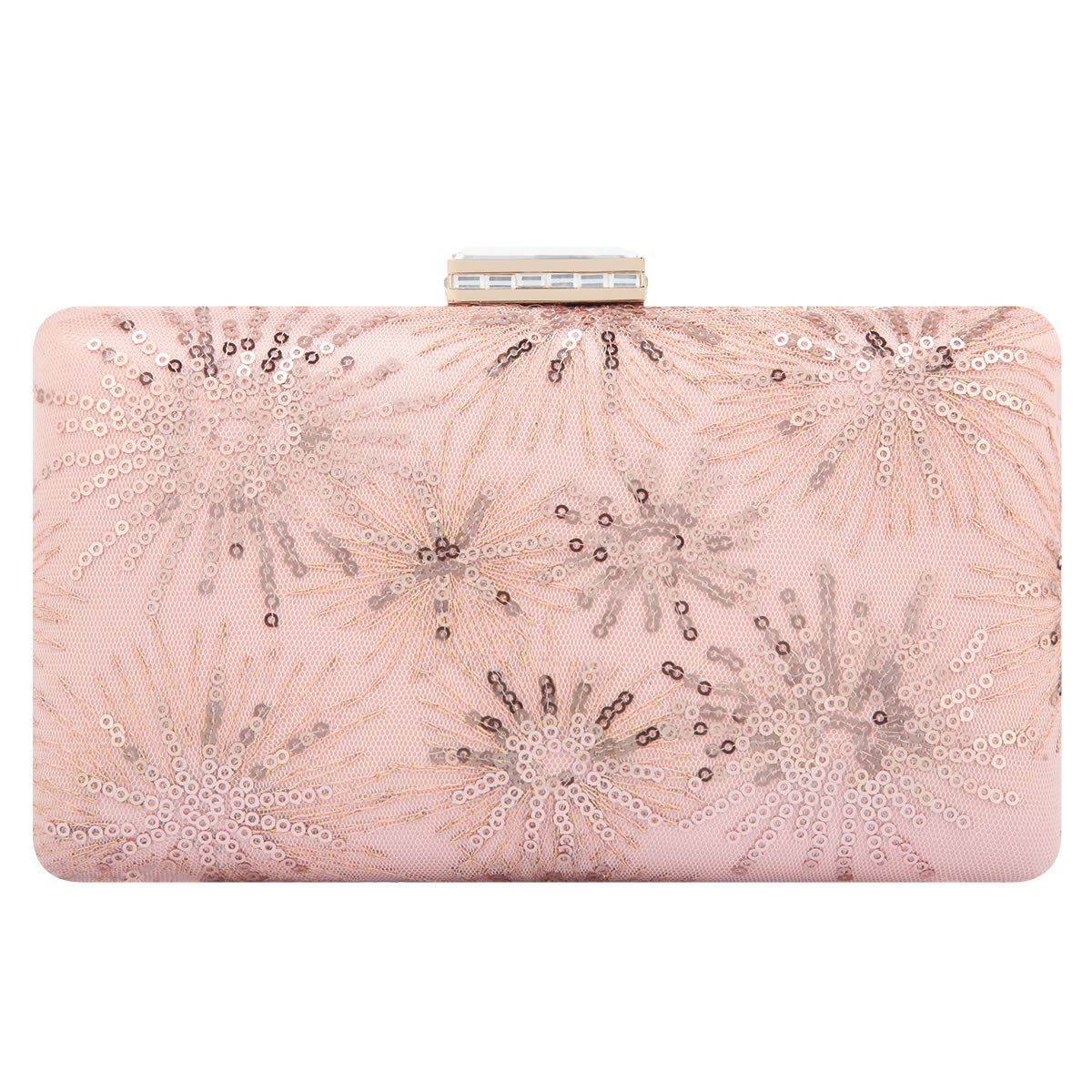 Fawziya Evening Clutch Rhinestone Sequin Fireworks Embroidered Novelty Oversized Purses For Women Formall-Champagne