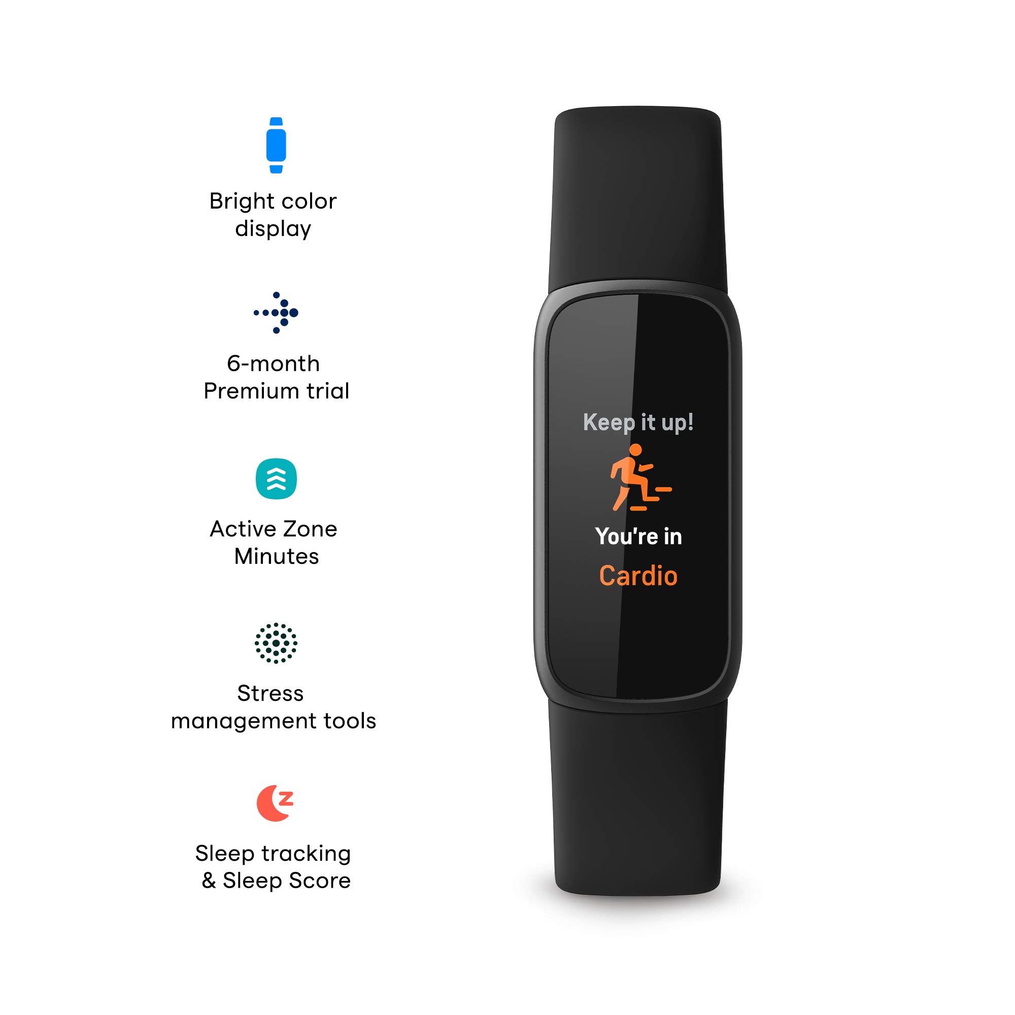 Fitbit Luxe Fitness and Wellness Tracker with Stress Management, Sleep Tracking and 24/7 Heart Rate, Black/Graphite, One Size (S & L Bands Included) (Renewed)