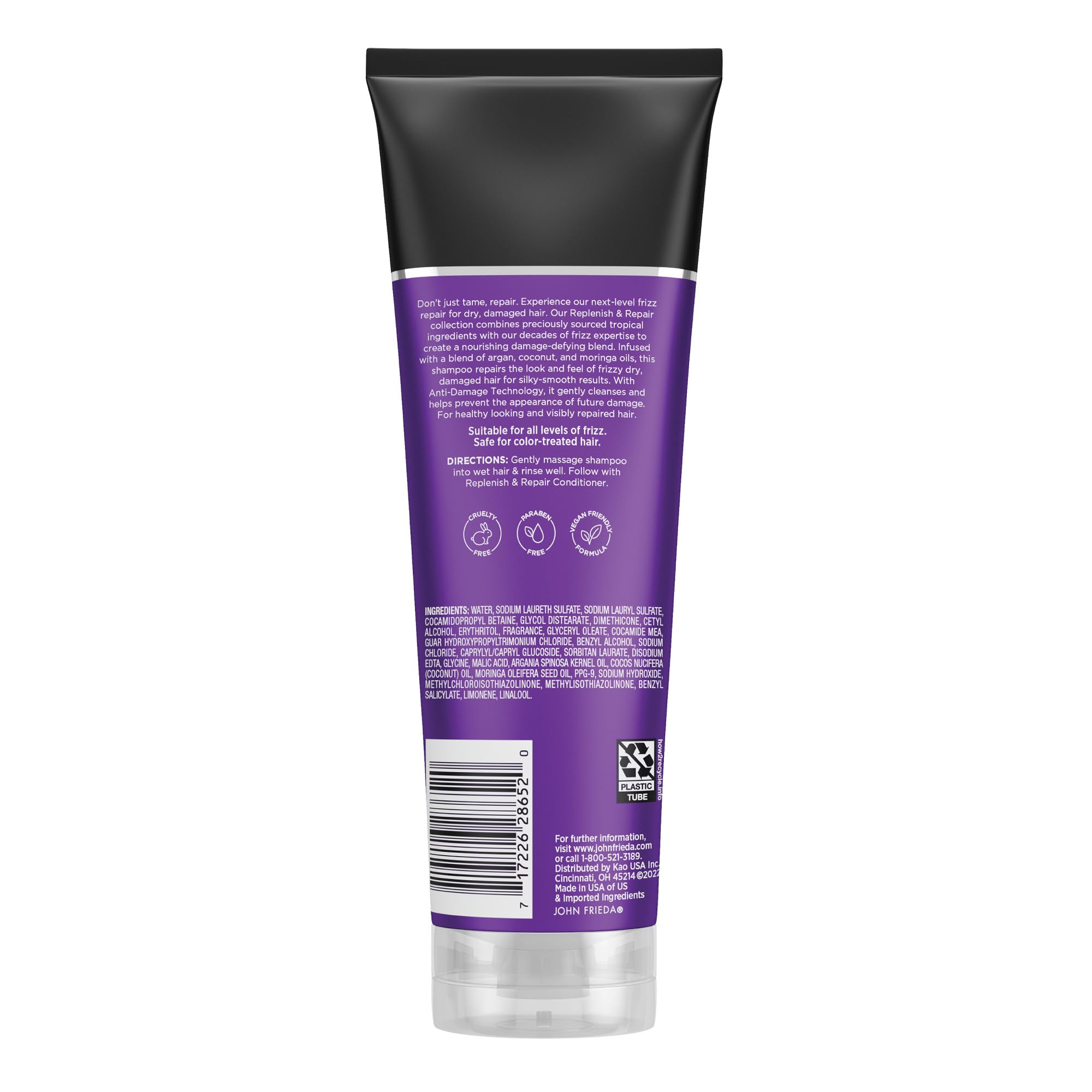 John Frieda Anti Frizz Shampoo With Argan and Coconut Oil for Damage, free from Paraben, Phthalate and Cruelty , Vegan Friendly 8.45 Oz Bottle
