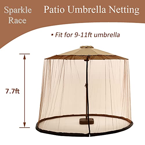 Sparkle Race Patio Umbrella Mosquito Net, Patio Mosquito Netting for Cantilever Umbrella, Brown Mosquito Netting Offset Umbrella Outdoor Patio Screen for 9-11β Deck Table Umbrellas Outside Canopy Tent