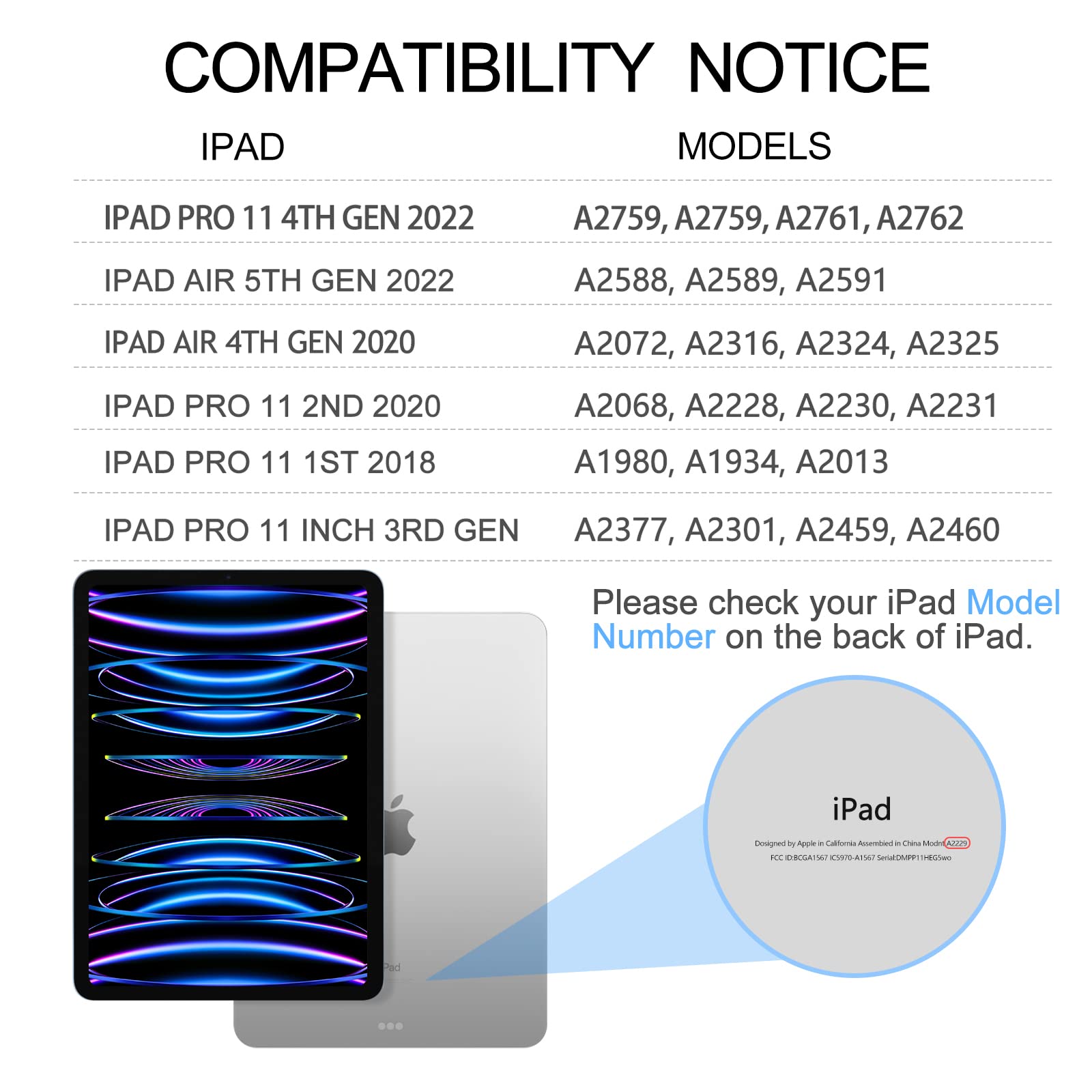 KVAGO Magic Keyboard for iPad Pro 11-inch (4th, 3rd, 2nd and 1st Generation) and iPad Air (5th and 4th Generation), Smart Trackpad, Wireless, 7 Colors Backlit, Magic Keyboard Case, Ultra-Thin, Black