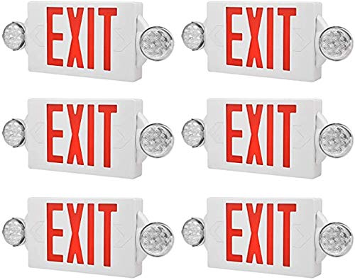Freedy Lighting LED exit Sign and Emergency Light Battery Powered Lights with Backup Battery - Red Light