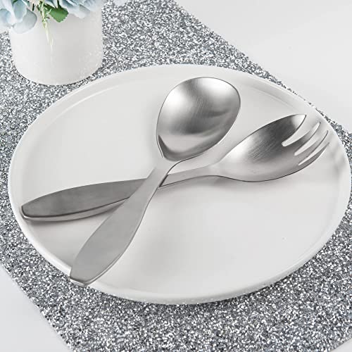 IMEEA Salad Servers Set SUS304 Stainless Steel Salad Fork and Spoon Salad Serving Utensils, 9.45-Inch