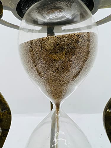 Royal Handicraft Zig-Zag Antique Timer Vintage Style Brass & Glass Sand Timer Hourglass Nautical Maritime Sand Clock. Dual Side Beautiful Engraved Design Unique Sand Brown