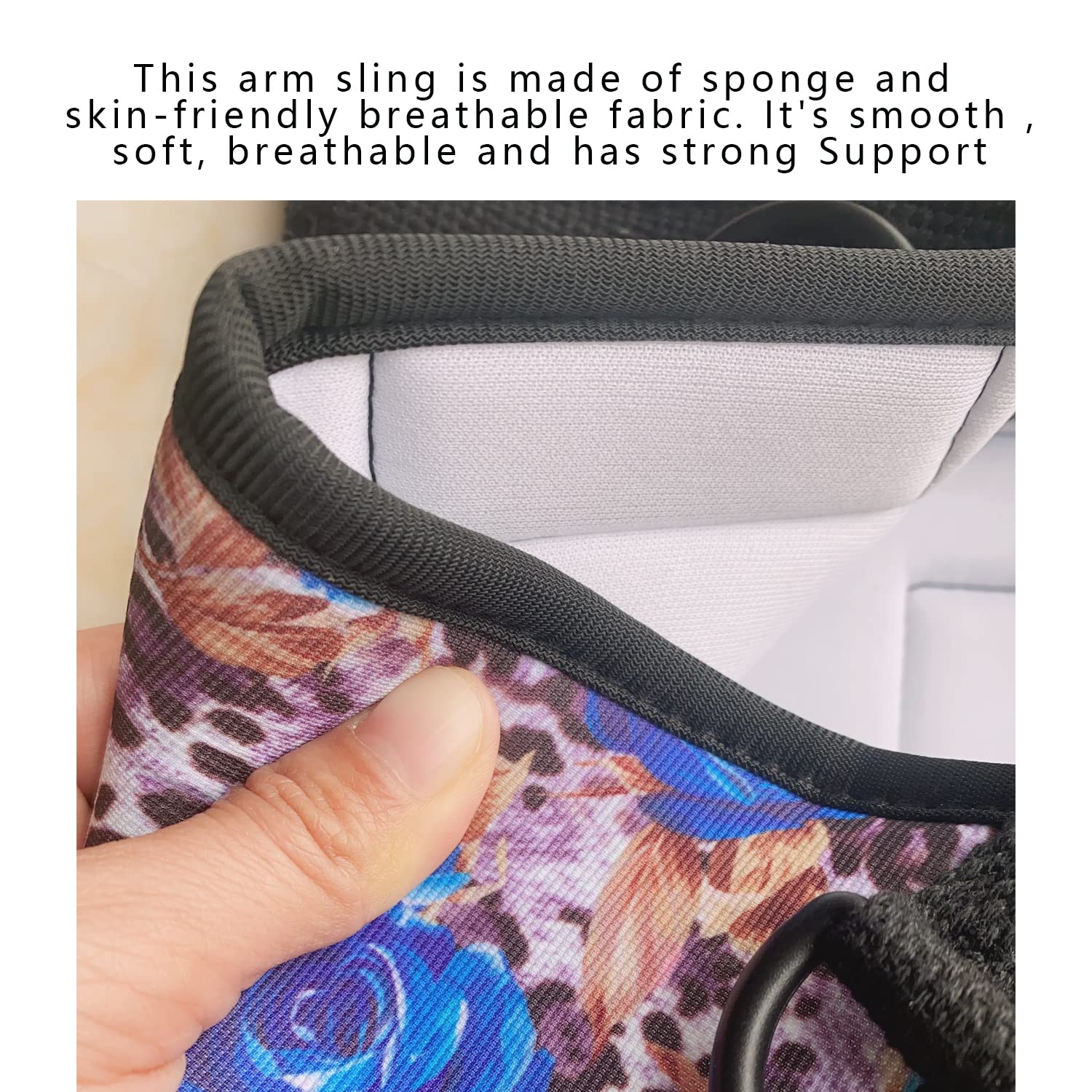 Fotgok Foam Arm Sling Elbow Brace Support with Waist Strap Shoulder Sling Rotator Cuff Brace for Shoulder Injury for Kids , for Broken, Dislocated, Fracture, Blue Rose Leopard, Large