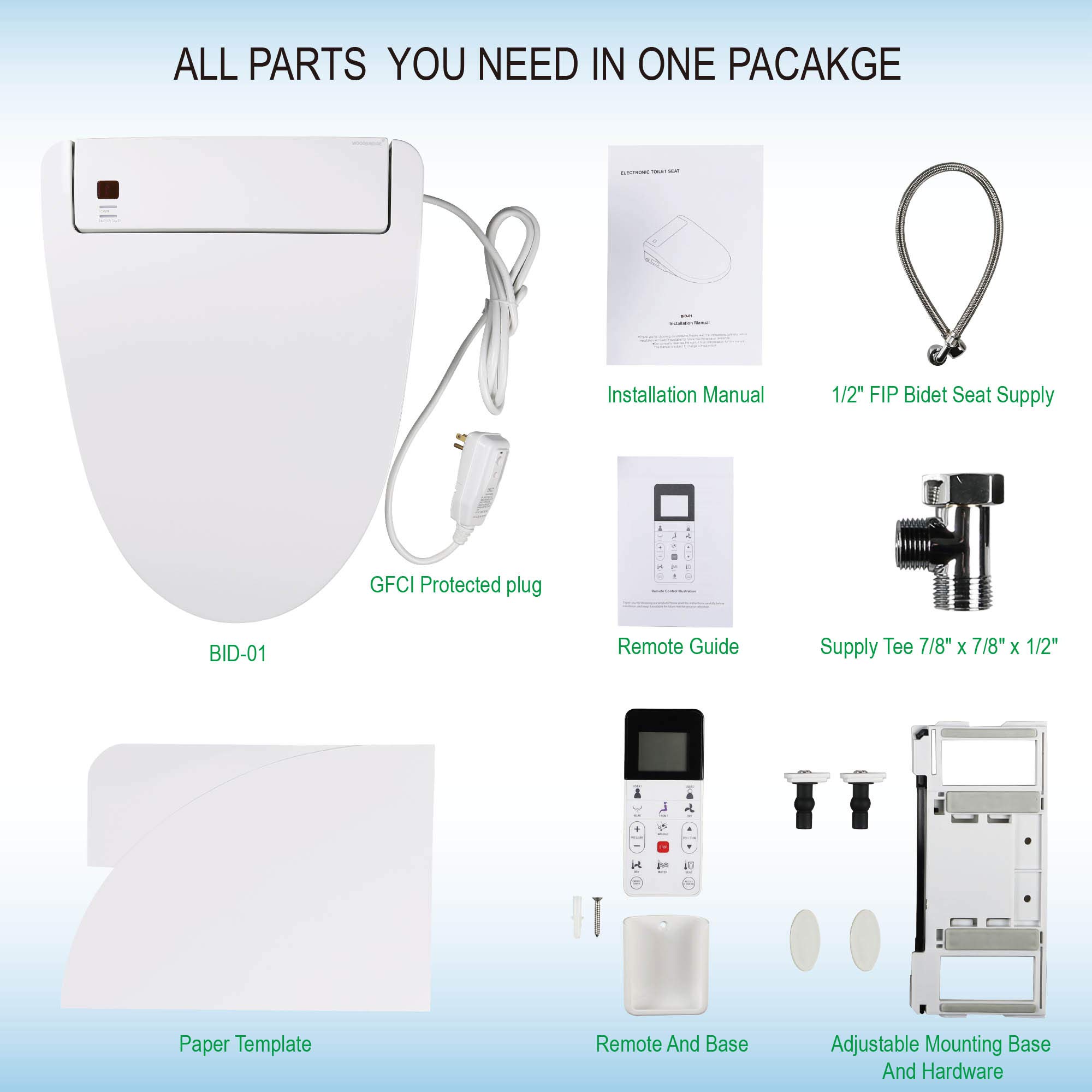 WOODBRIDGE BDI-01 Advanced Bidet Smart Toilet Seat, White