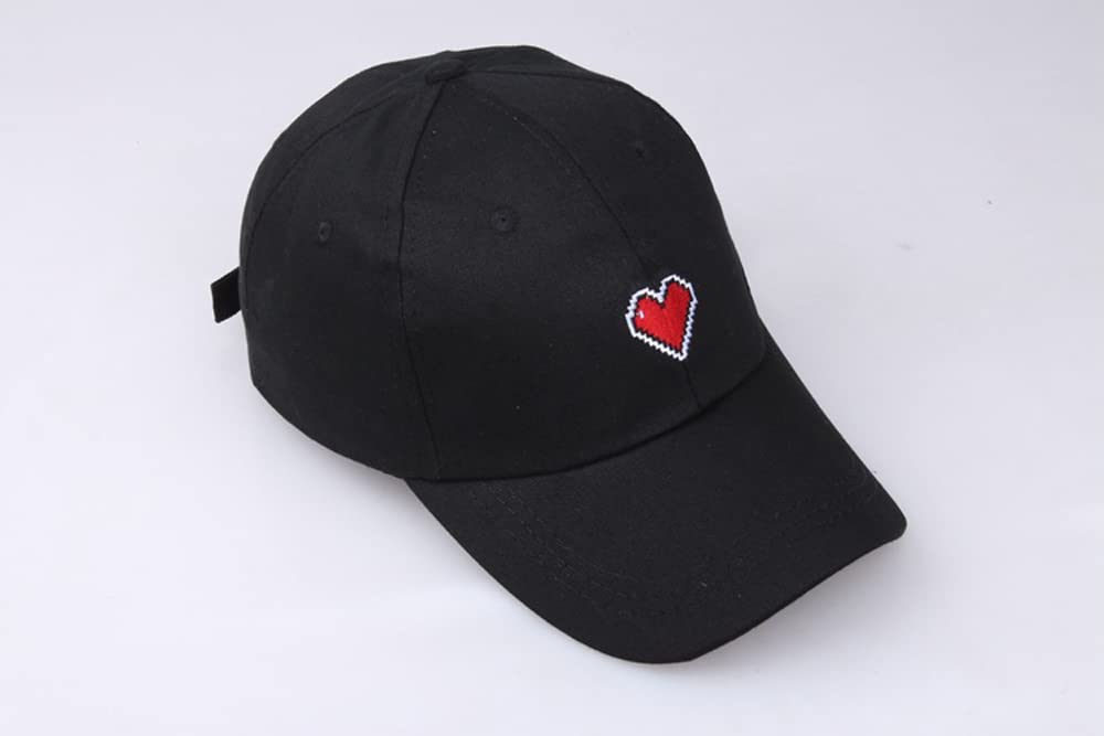 Heart Baseball Cap Nice Liner Heart Ball Cap Can Be Trucker Cap - Baseball Hat Bill Caps for Gift (Black Ball Cap)