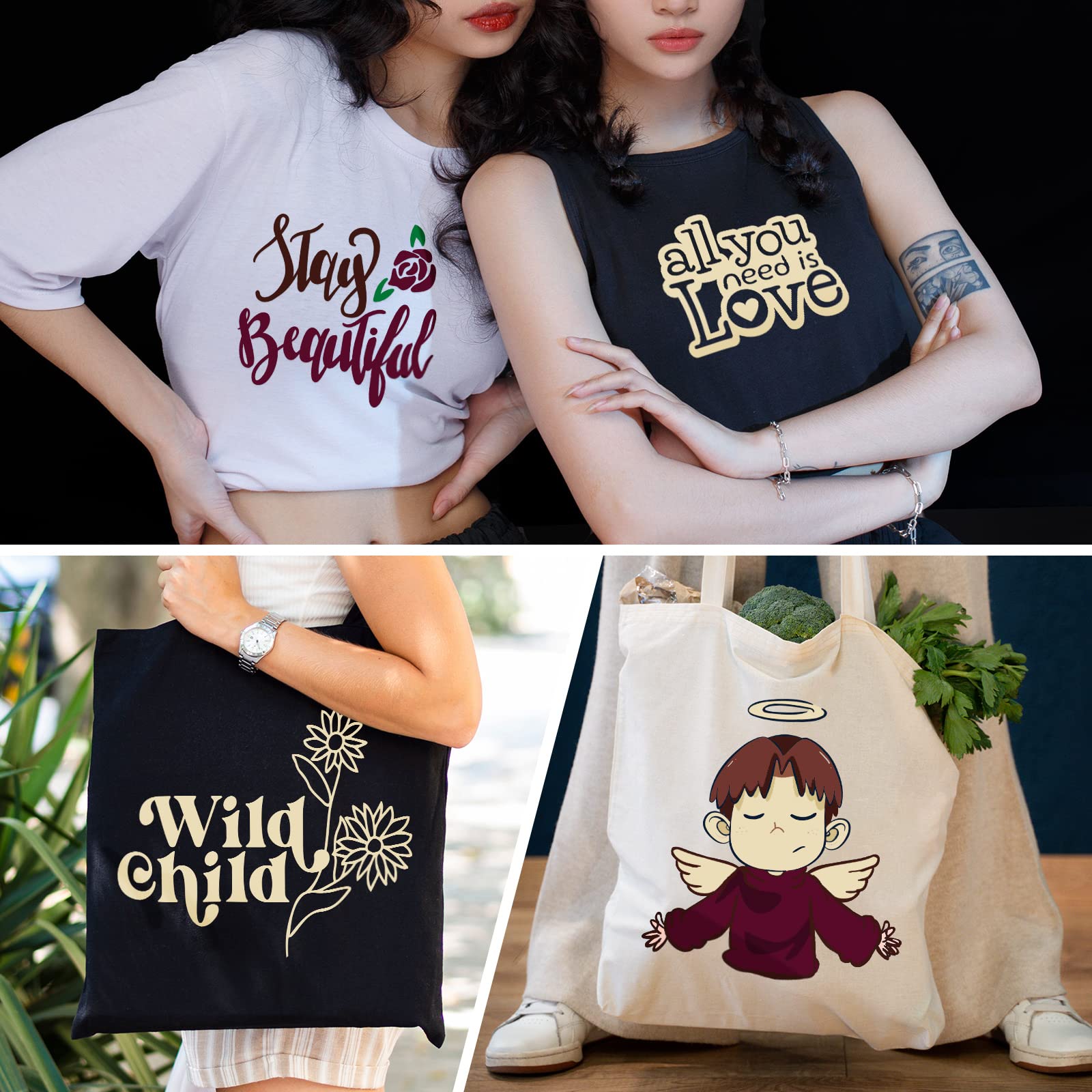 Gatichetta Earth Tones Heat Transfer Vinyl Bundle, Iron on HTV 12" x 12"/8-Sheet, Smooth PU HTV for T-Shirts, Fabris, DIY Designs, Cream/Camel/Brown/Wine Red