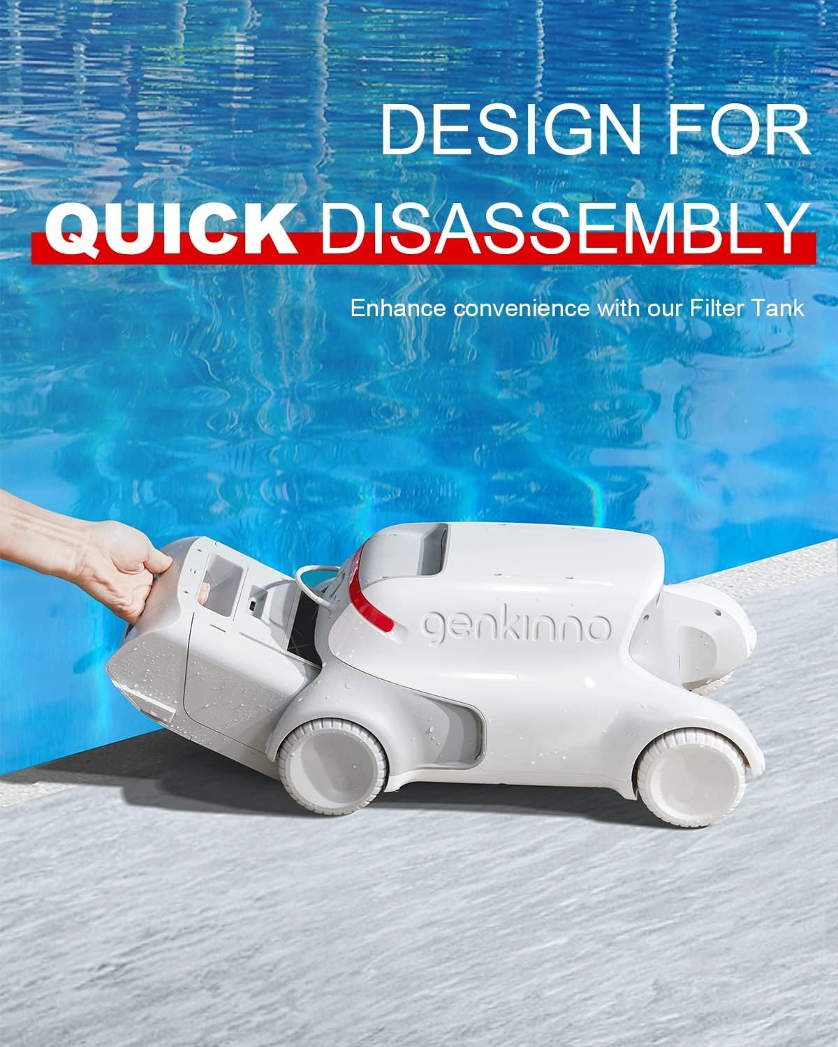 Genkinno Pool Cleaner Cordless Robotic Pool Vacuum: Automatic Pool Cleaners for Above/In Ground Swimming Pools - Smart Navigation Robot Pool Vacuum Cleaner Lasts 120 Mins for Efficient Cleaning