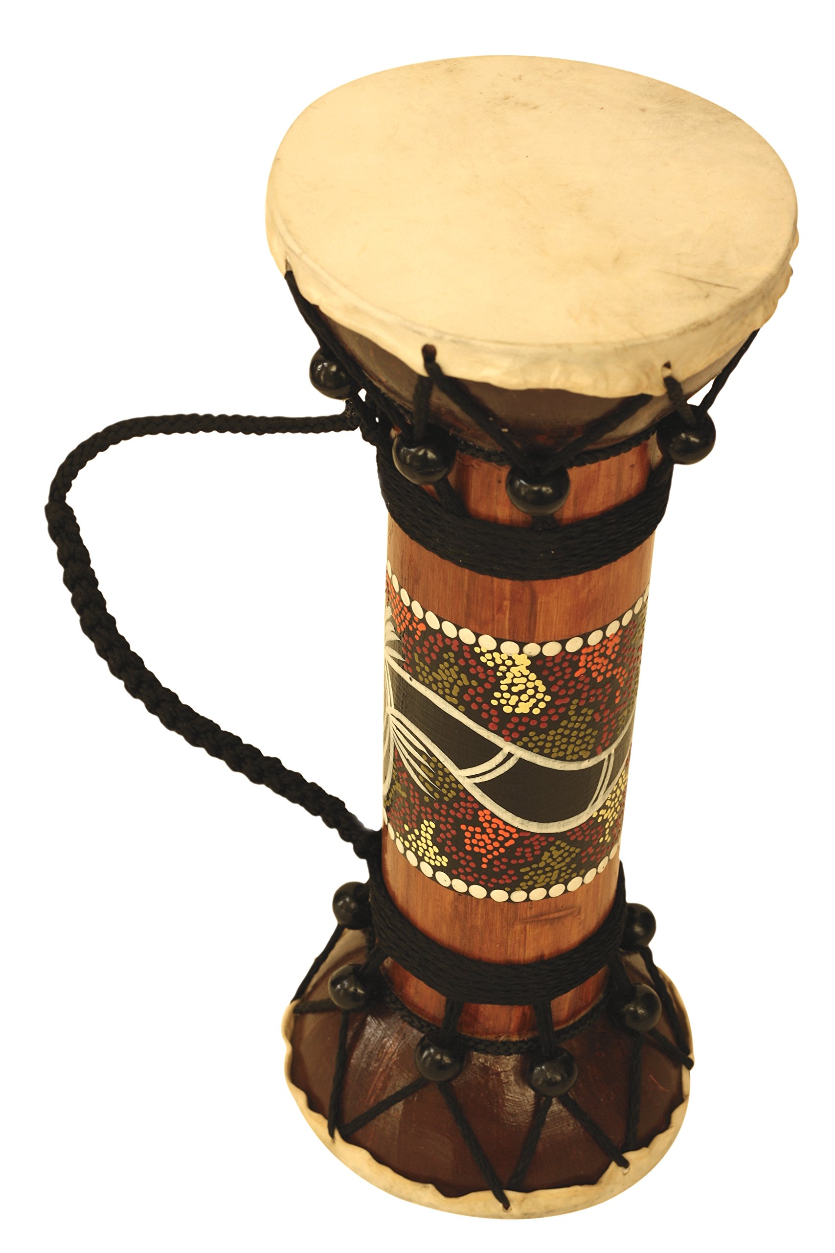 G6 COLLECTION 11.5" Exotic Wooden Hand Carved Double Sided Drum Djembe Home Decor Gift Wood Decoration Handcrafted Accent Decorative Drum Djembe